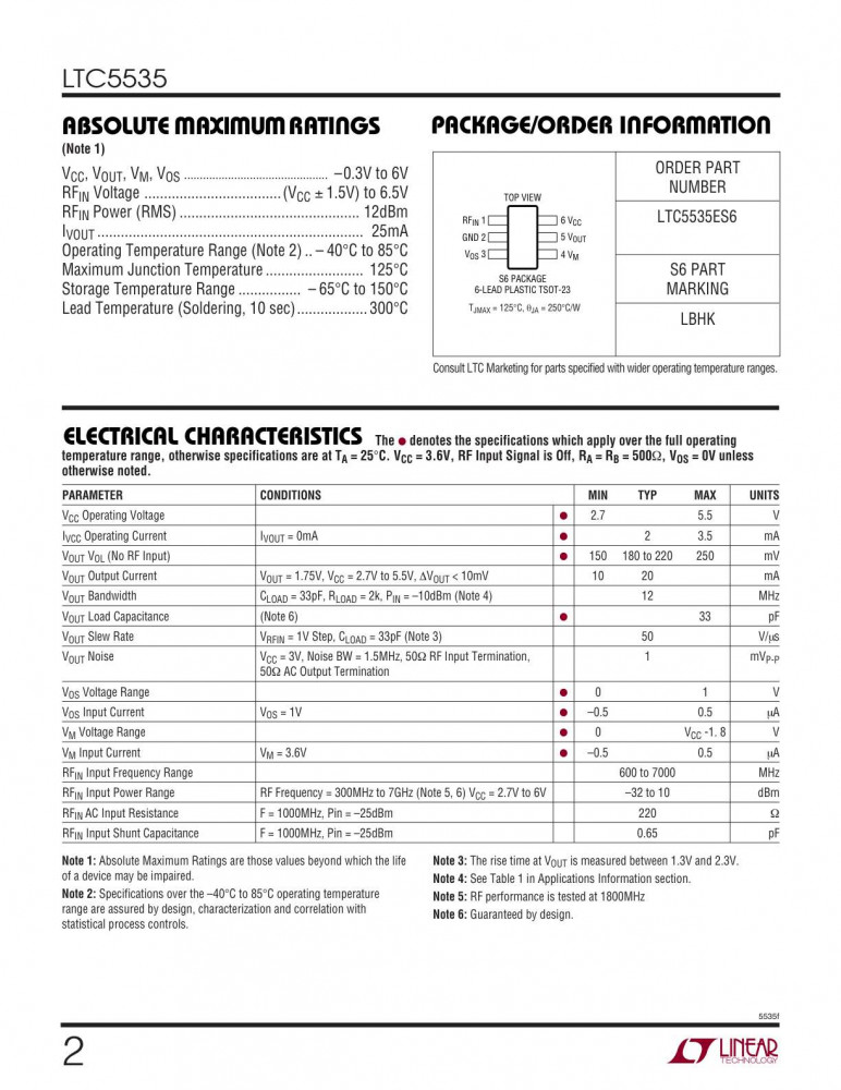 LTC5535 datasheet page 2
