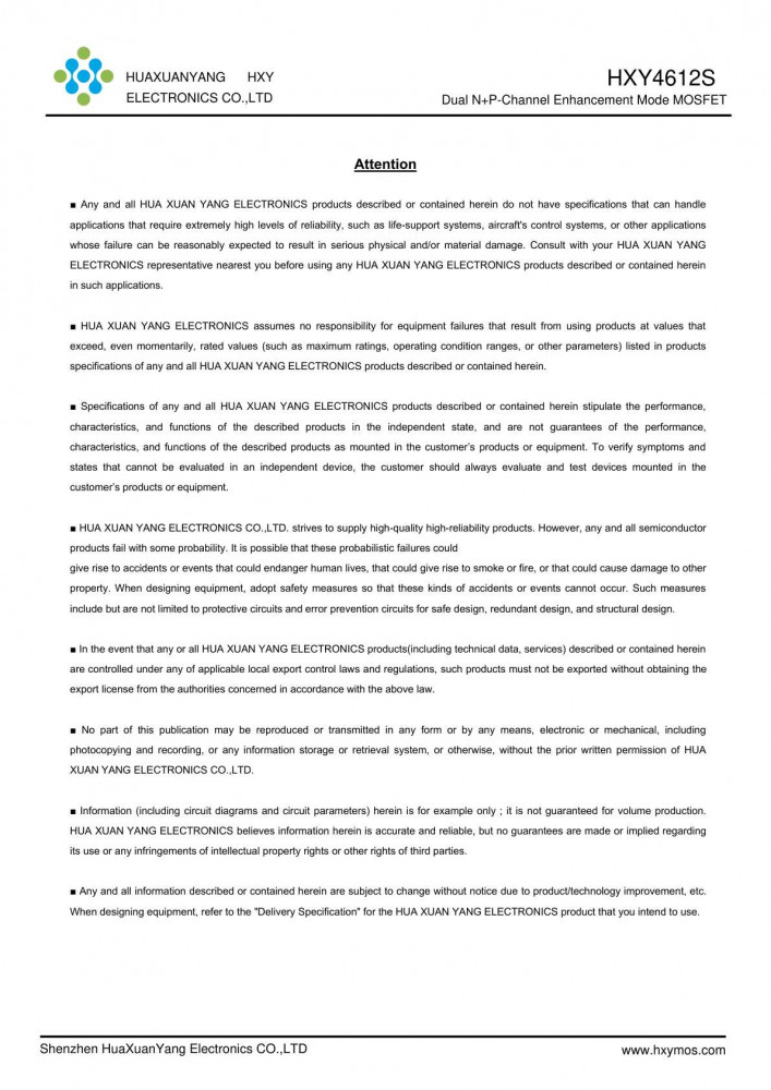 HXY4612S datasheet page 9
