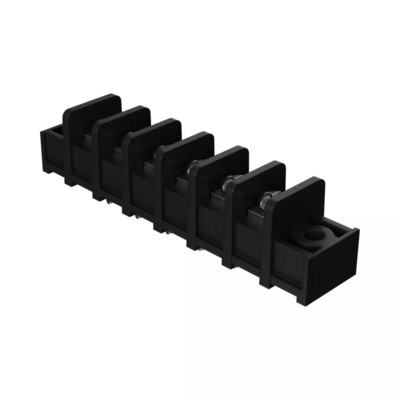 8.26mm Pitch, Single Row, Dual-Barrier Terminal Strip, with Mounting Ends, Black, Steel Screws, 6 Circuits for sale