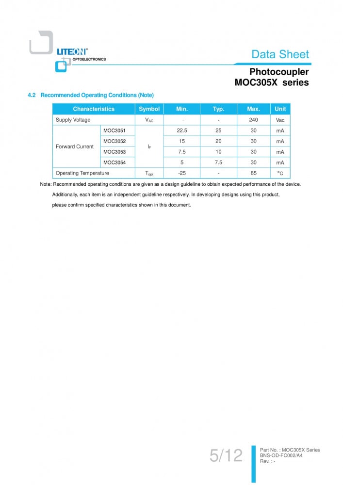 MOC3052STA1-V datasheet page 5