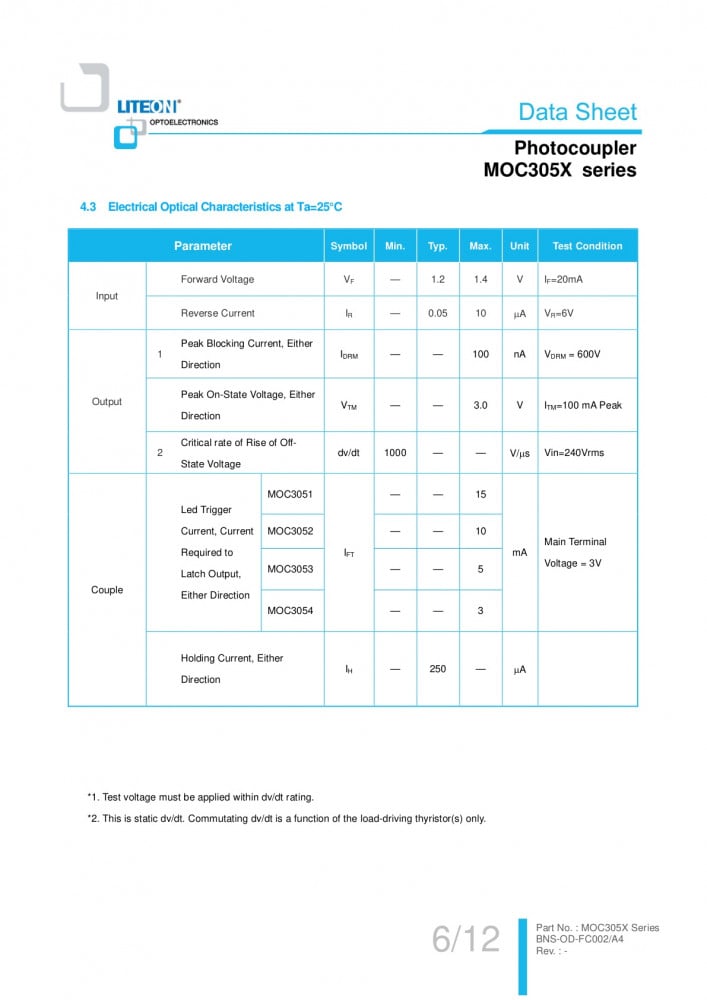 MOC3052STA1-V datasheet page 6