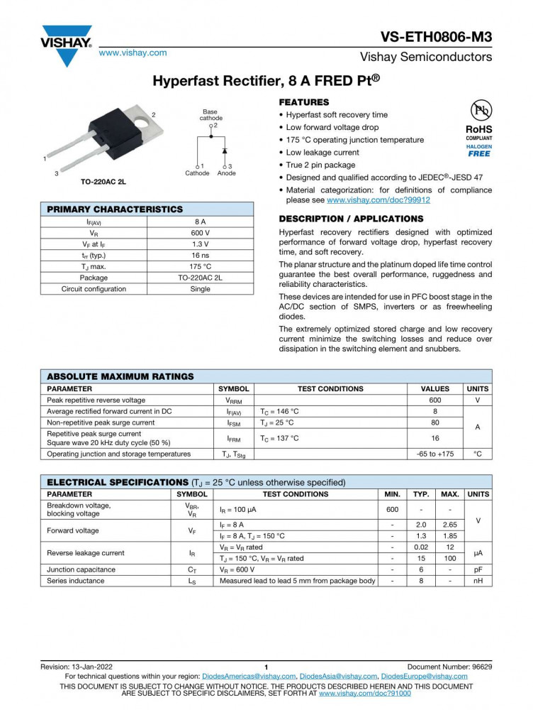 VS-ETH0806-M3 datasheet page 1