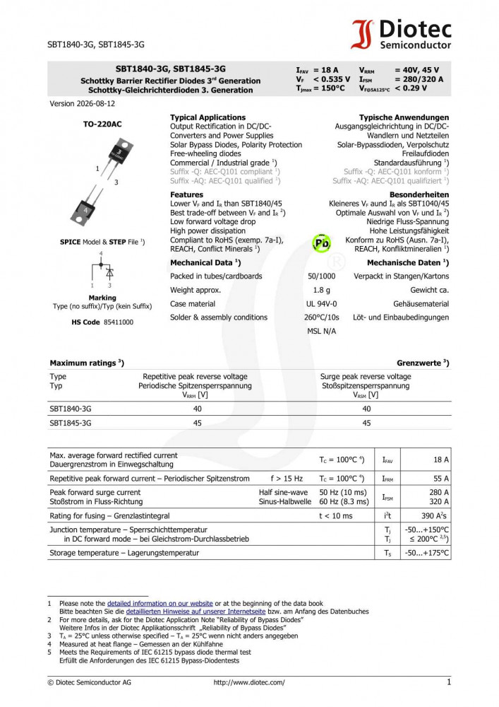 DIOTEC SBT1845-3G document preview, page 1