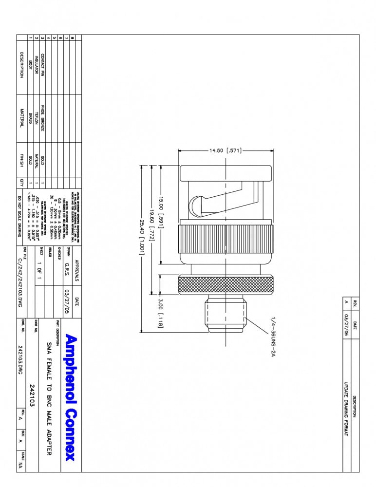 Amphenol 242103 technical drawing