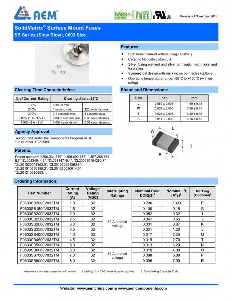 AEM SolidMatrix SB Series datasheet page 1
