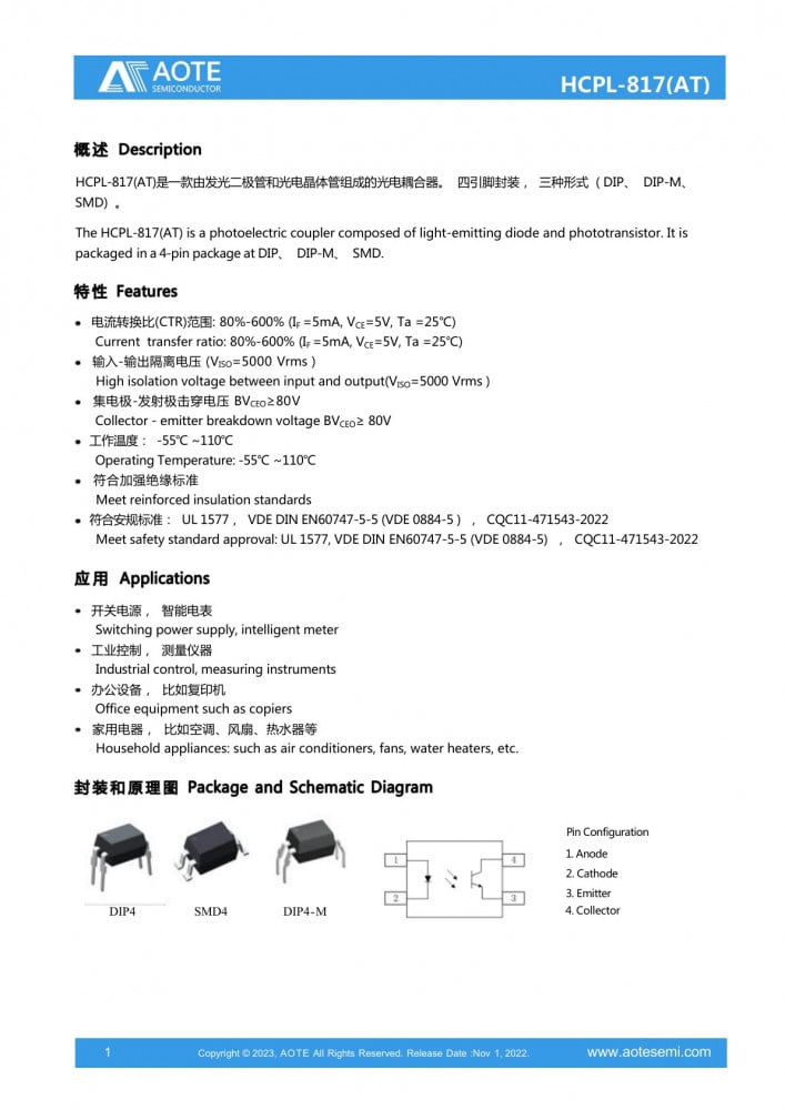 HCPL-817(AT) datasheet page 2