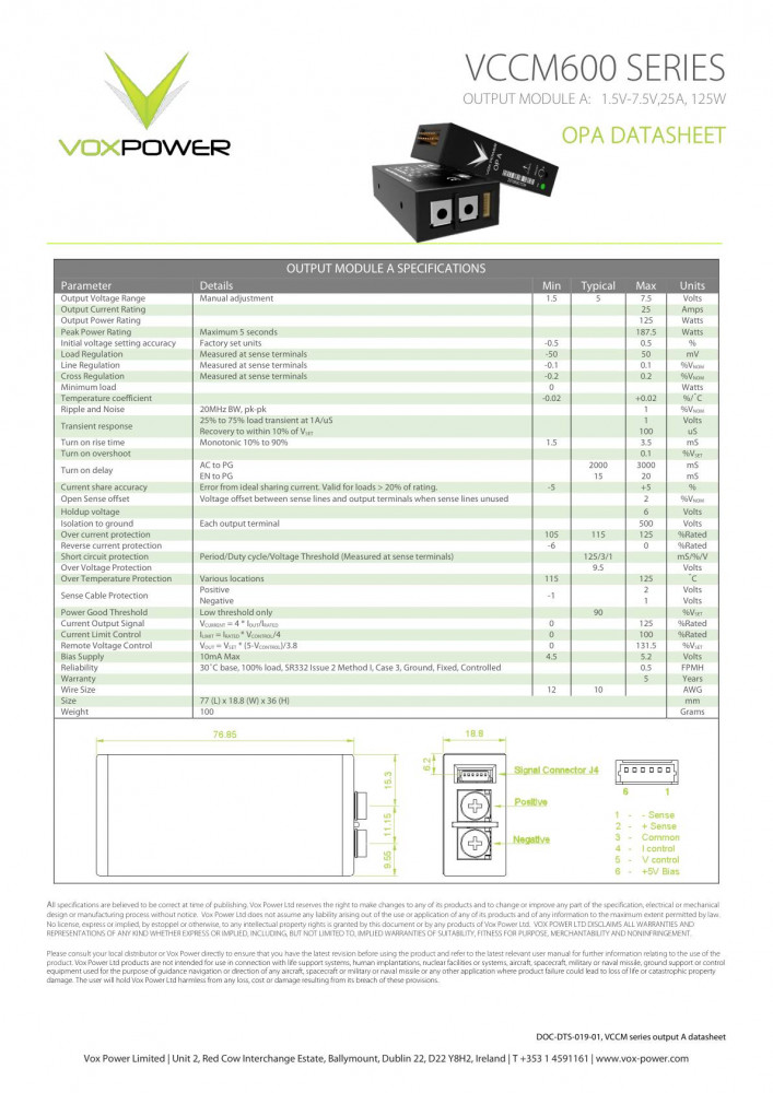 OPA Output Module A datasheet page