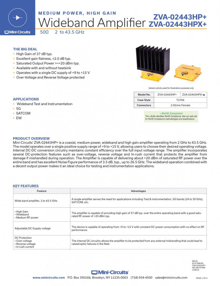ZVA-02443HPX+ datasheet page 1