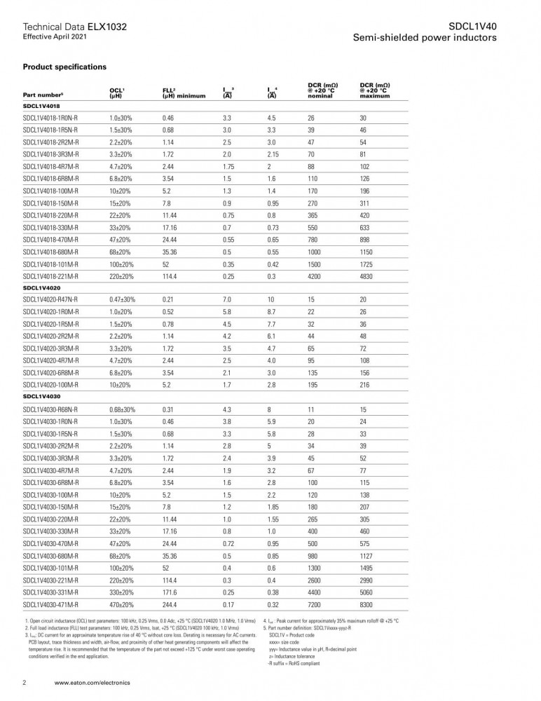 EATON SDCL1V technical document page 2