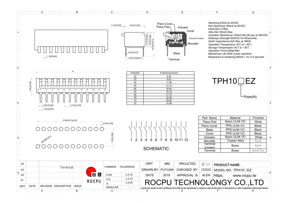 ROCPU TPH10□ EZ product drawing preview