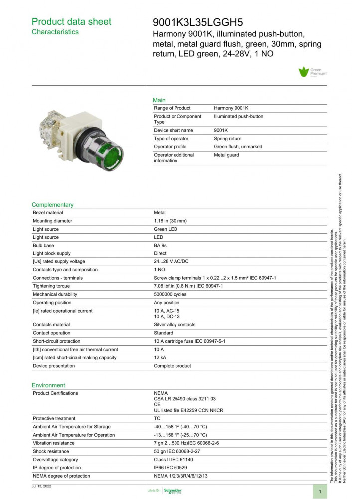 9001K3L35LGGH5 technical document page 1