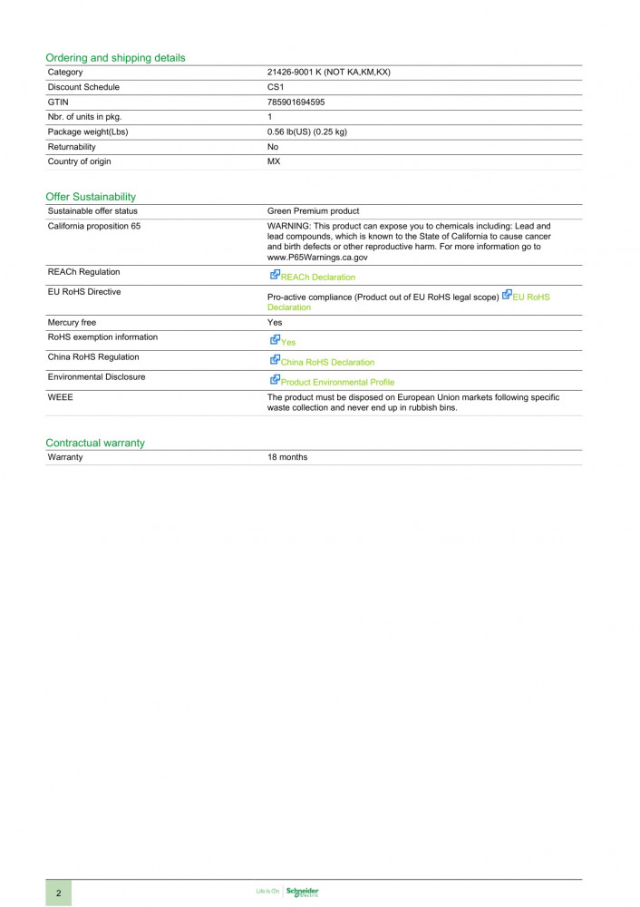 9001K3L35LGGH5 technical document page 2