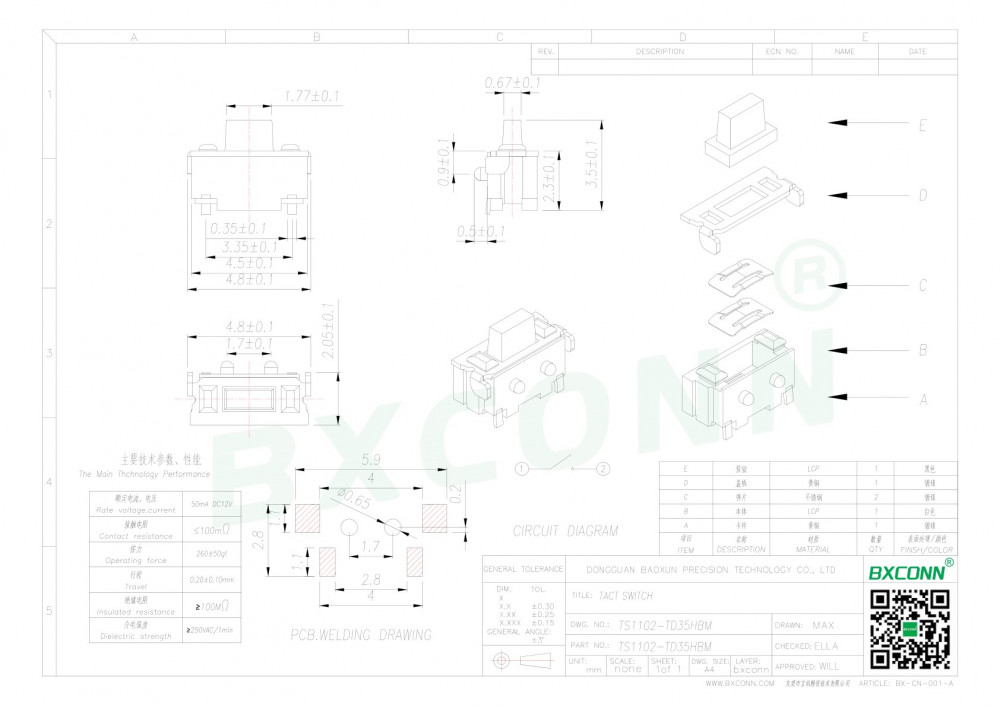 BXCONN TS1102-TDxHxM product documentation page