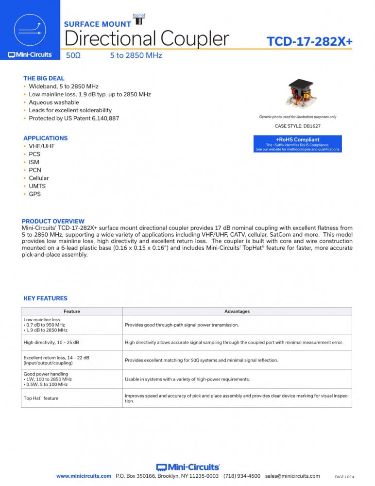 TCD-17-282X+ datasheet page 1