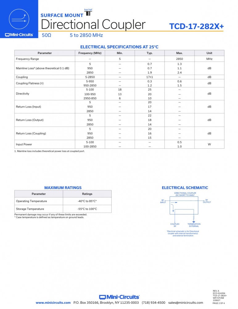 TCD-17-282X+ datasheet page 2