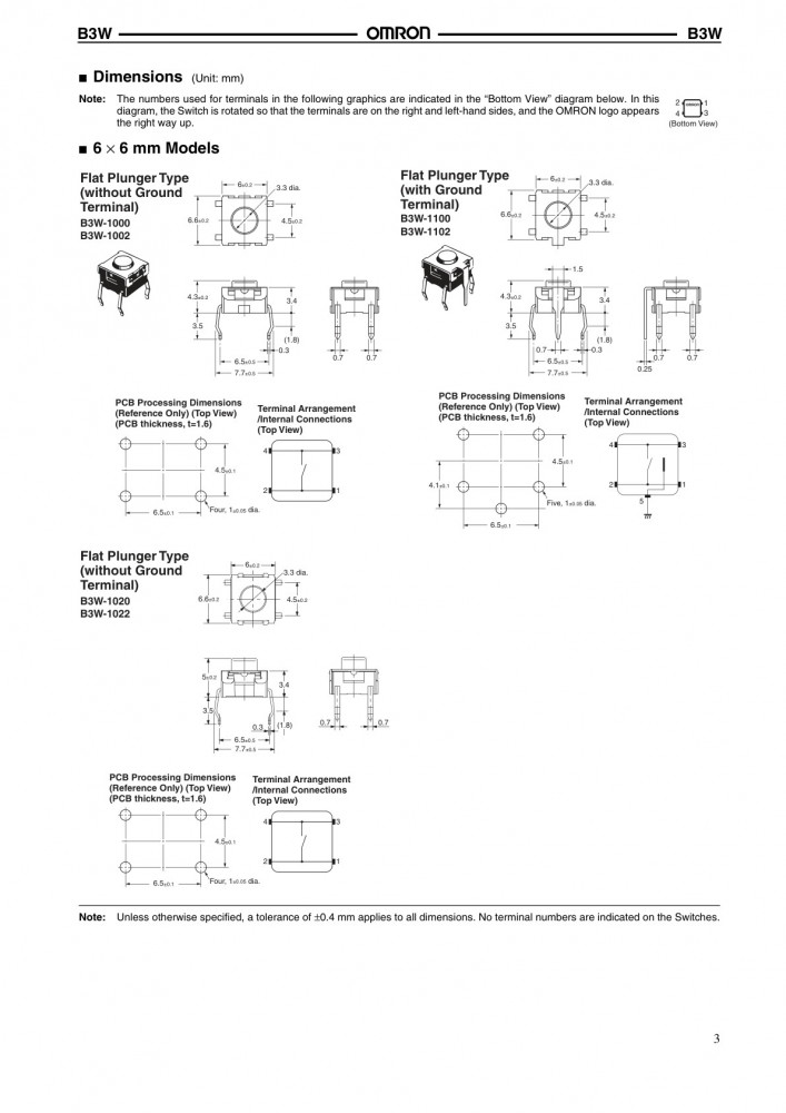 OMRON B3W series datasheet page 3