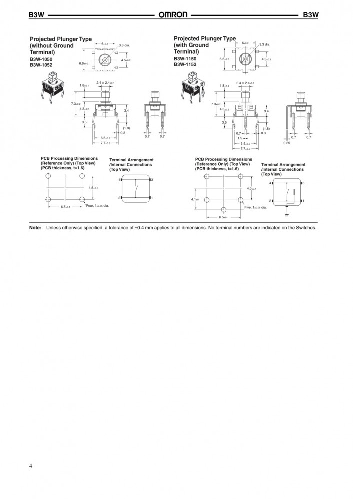 OMRON B3W series datasheet page 4