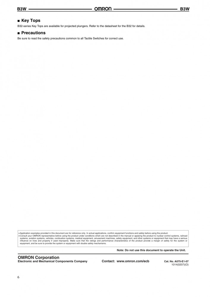 OMRON B3W series datasheet page 6