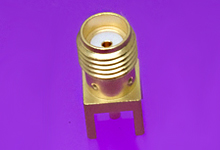 Precision Test Connector, 27 GHz SMA PCB Jack Receptacle, 2-Hole Flange Mount, Solderless Compression Contact, without Screws, Single Bagged, 50 Ohms