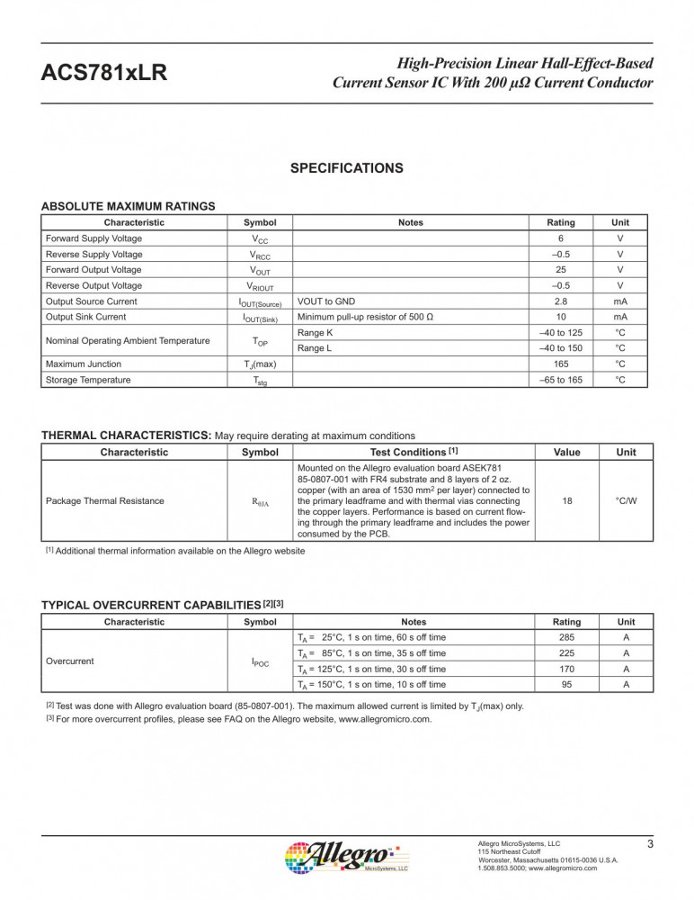 ACS781 datasheet page 3