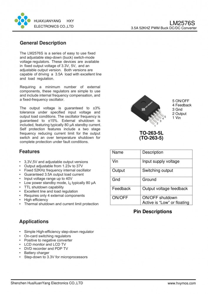 LM2576S-3.3 datasheet page 1