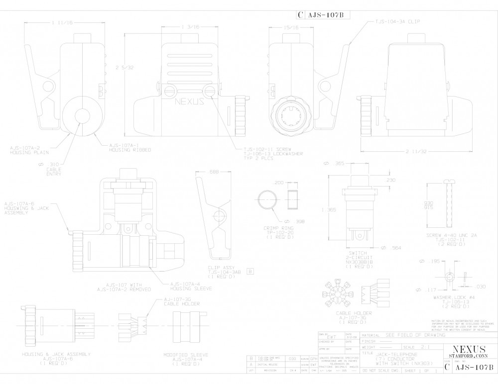 Amphenol AJS-107B technical document page