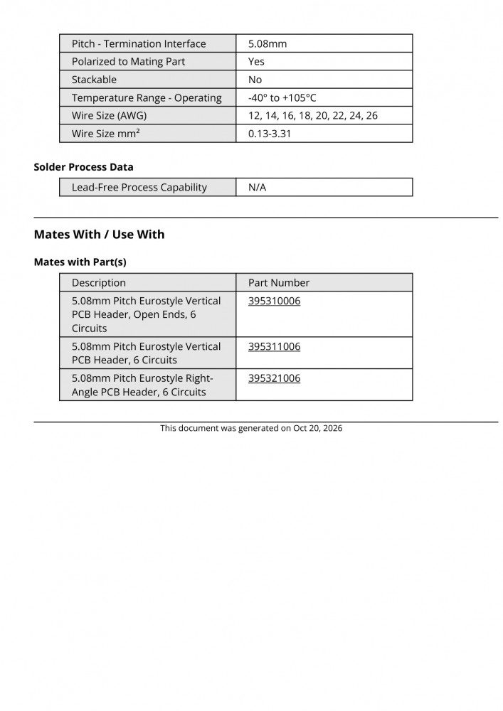 Molex ESE Eurostyle terminal block product specification, page 3