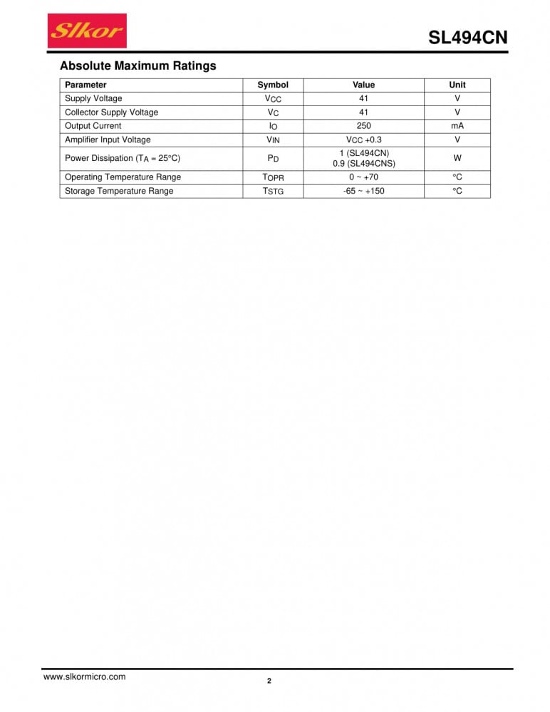 SL494CN datasheet page 2