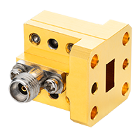 1.85 mm-Female to WR15 UG385/U Flange Waveguide Coax Adapter Right Angle 50 - 70 GHz