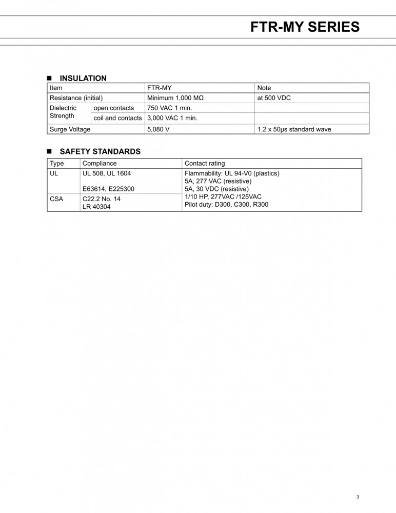 FTR-MY series datasheet page 3