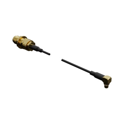 MMCX Right-Angle Plug to SMA Straight Bulkhead Jack Rear Mount on 1.37mm Cable, 82.00mm Length, 50 Ohms for sale