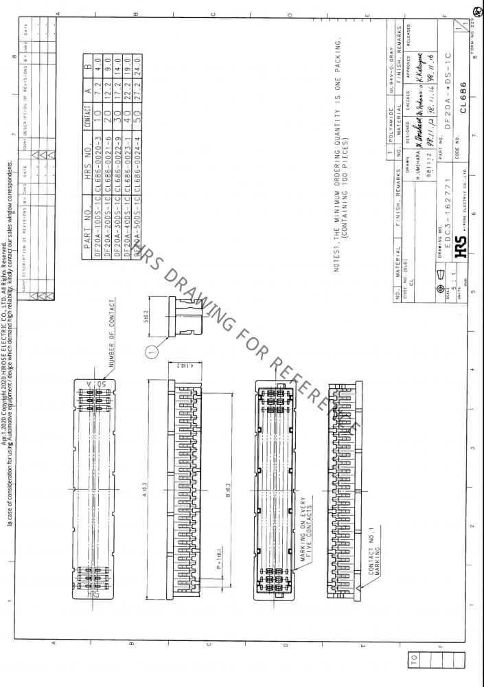 HRS DF20A series technical document preview