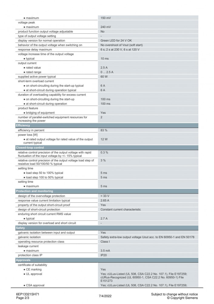 SIEMENS 6EP13321SH71 datasheet page 2