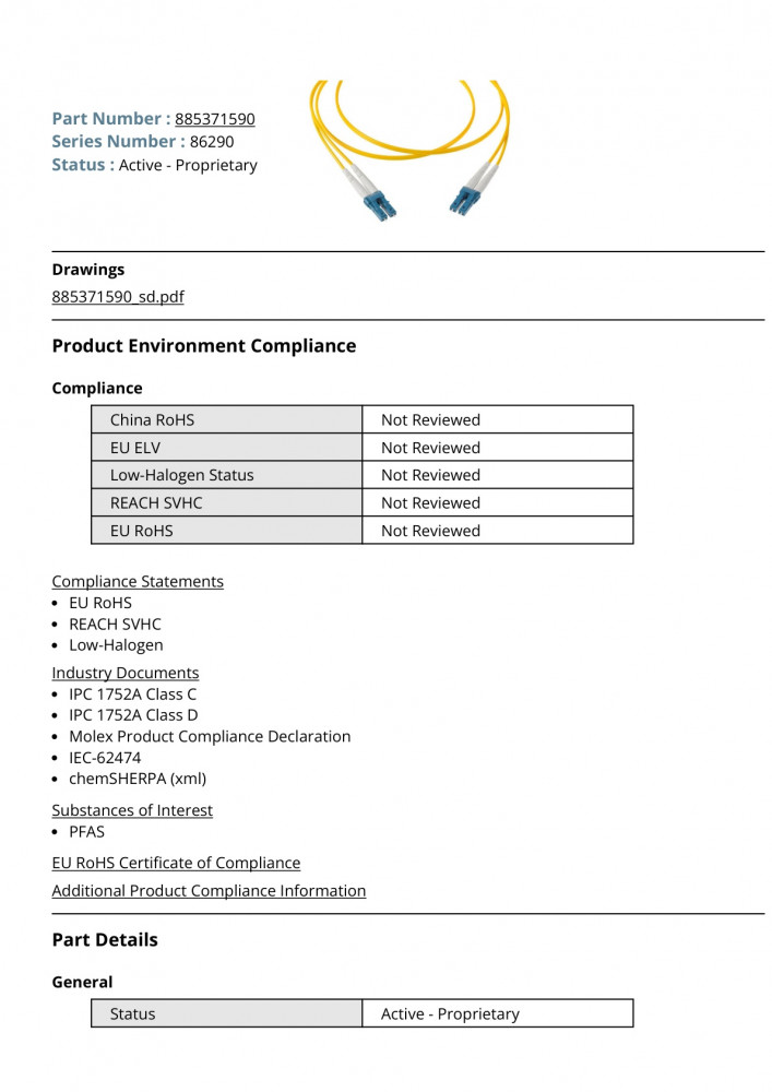 MOLEX 885371590 drawing page 1