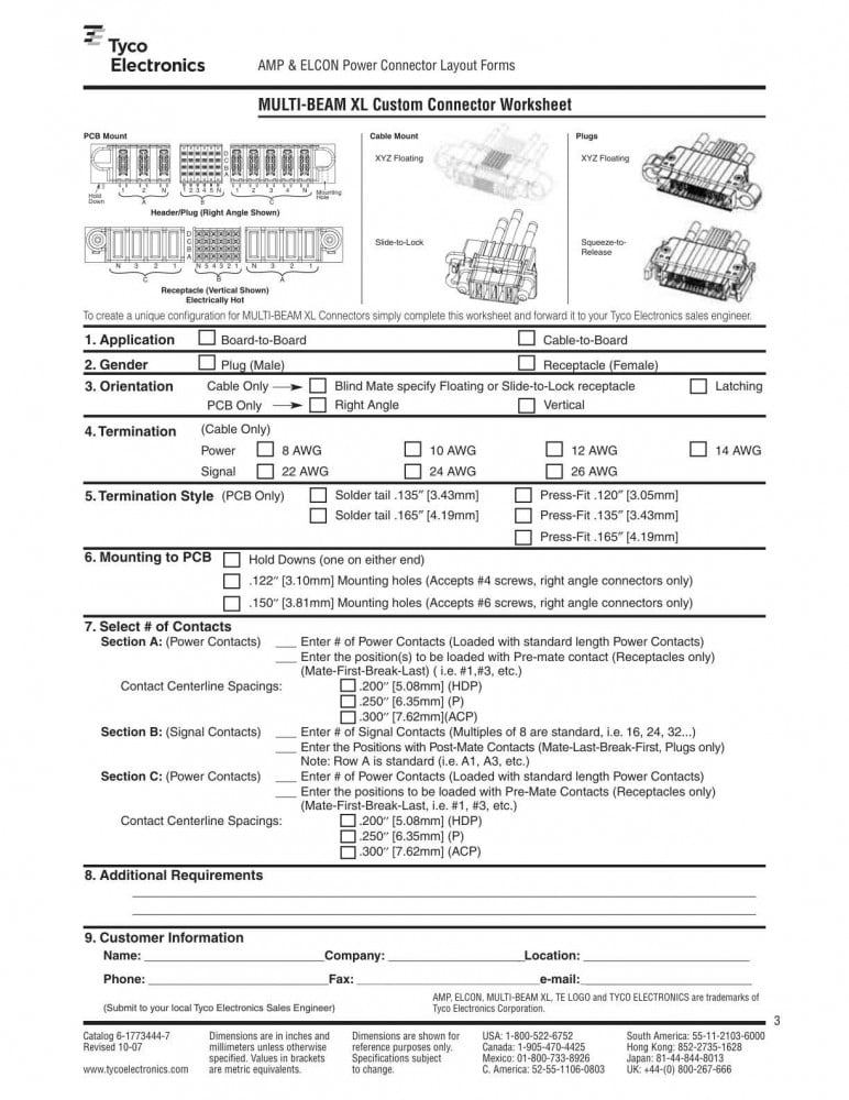 TE Connectivity connector layout document page 3