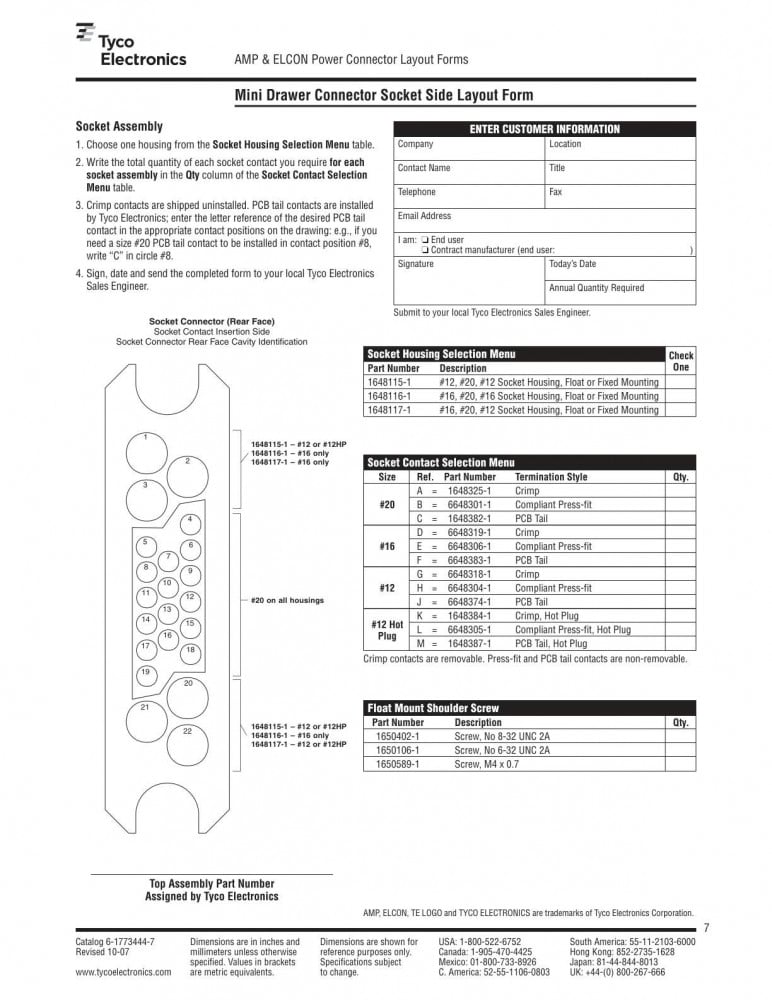 TE Connectivity connector layout document page 7