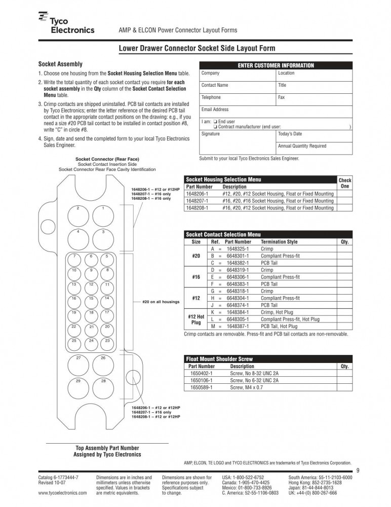 TE Connectivity connector layout document page 9