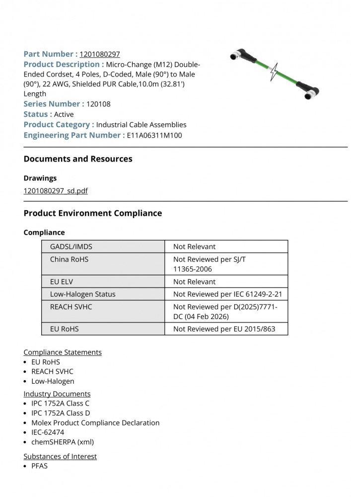 Molex product drawing preview, page 1