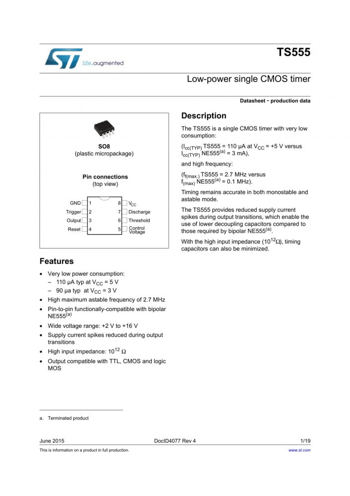 TS555IDTTR datasheet page 1