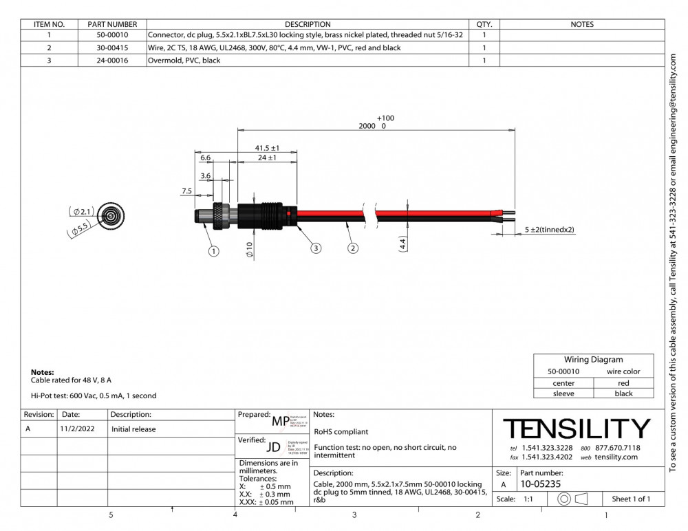 Tensility International 10-05235 product drawing