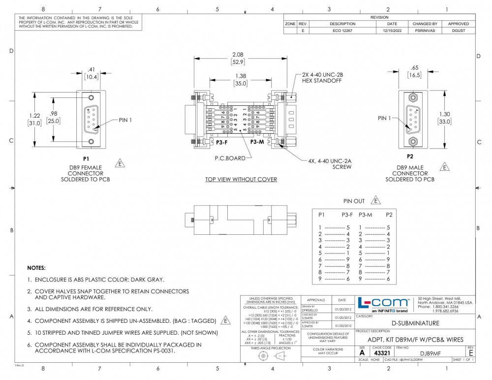 L-com DJB9MF technical drawing preview