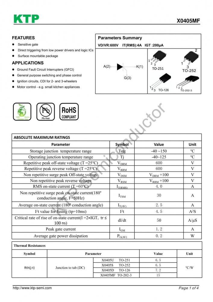 X0405MF-KTP datasheet page 1
