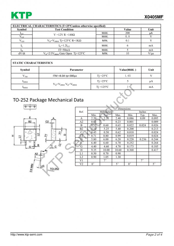X0405MF-KTP datasheet page 2