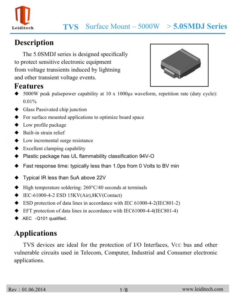 5.0SMDJ series datasheet page 1