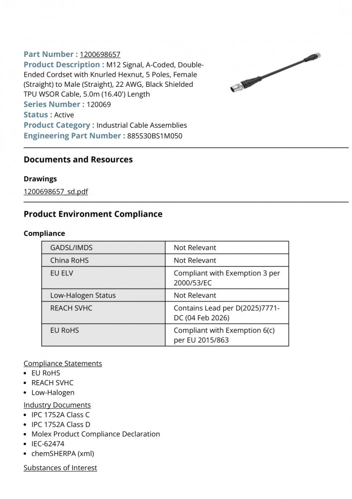 MOLEX product drawing page 1