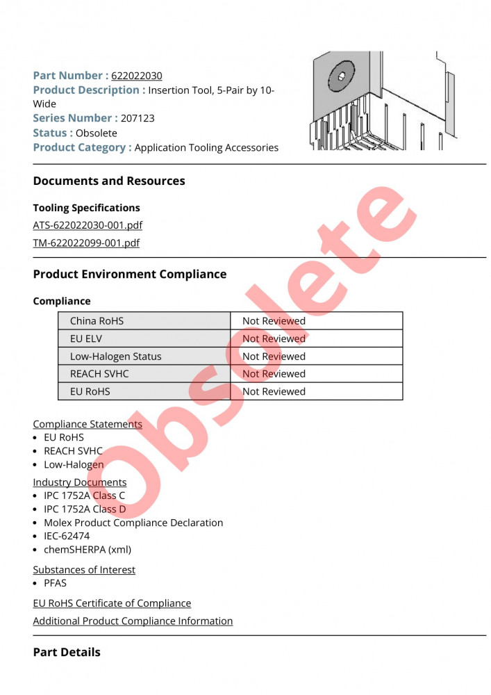 Tooling documentation image 1 for MOLEX 622022030