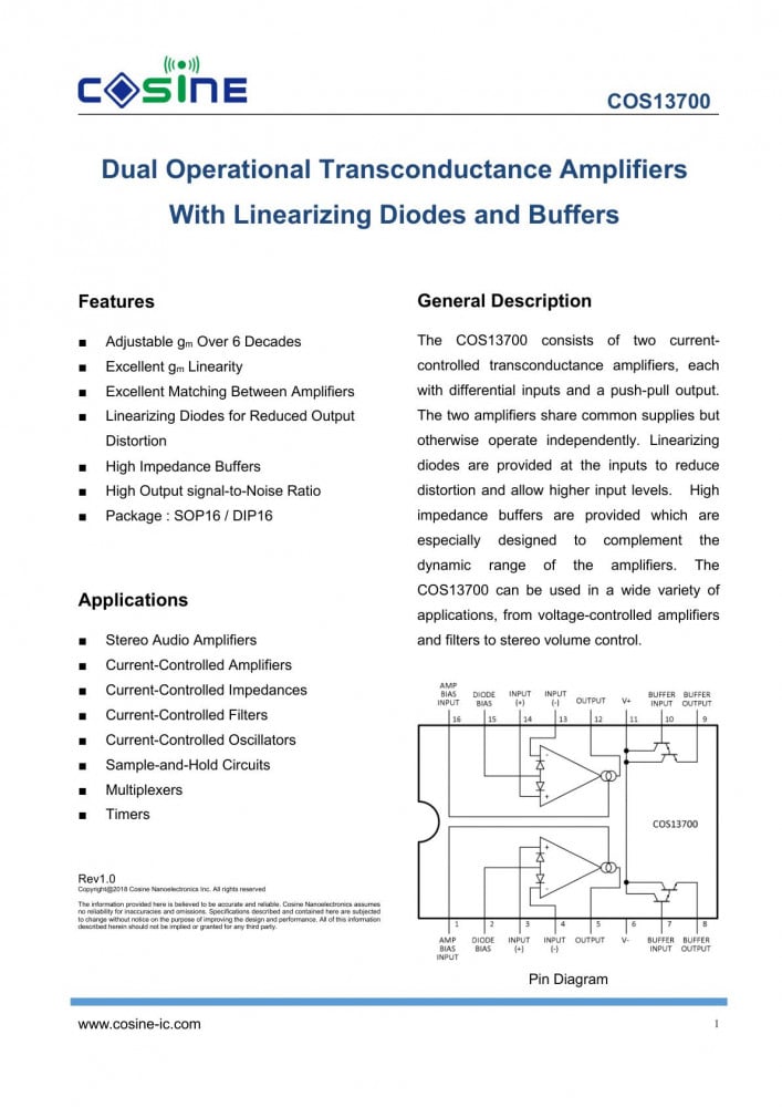 COSLM13700DT datasheet page 1