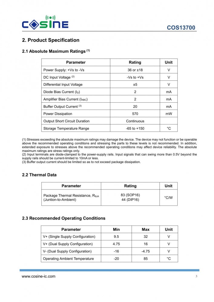 COSLM13700DT datasheet page 3