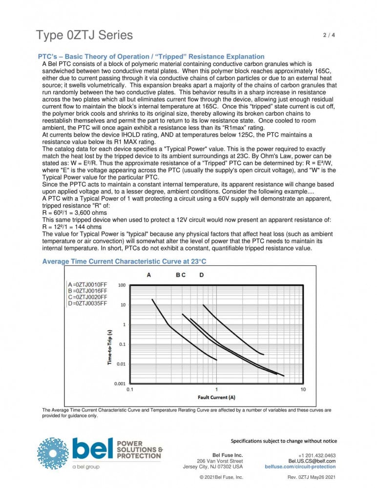 Bel Fuse OZTJ series datasheet page 2