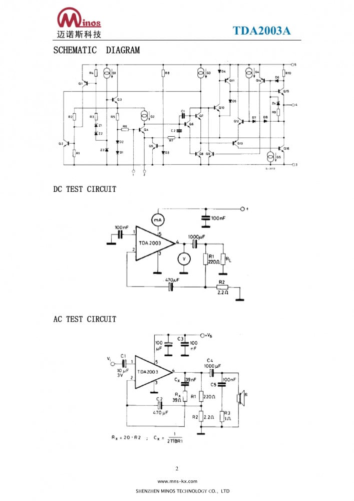 TDA2003A datasheet page 2